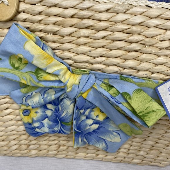 April Cornell | Bags | New April Cornell Straw Hand Bag Floral Bow ...